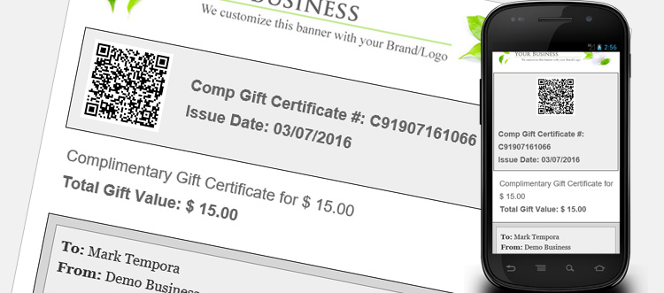 Easily send and track Complimentary Instant Gift Certificates via email ...